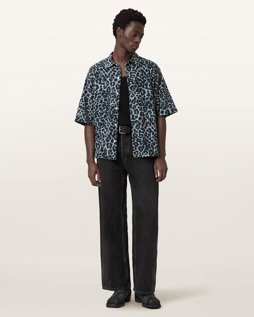 Silesia Short Sleeve Leopard Print Shirt SOFT ASH GREY | ALLSAINTS US